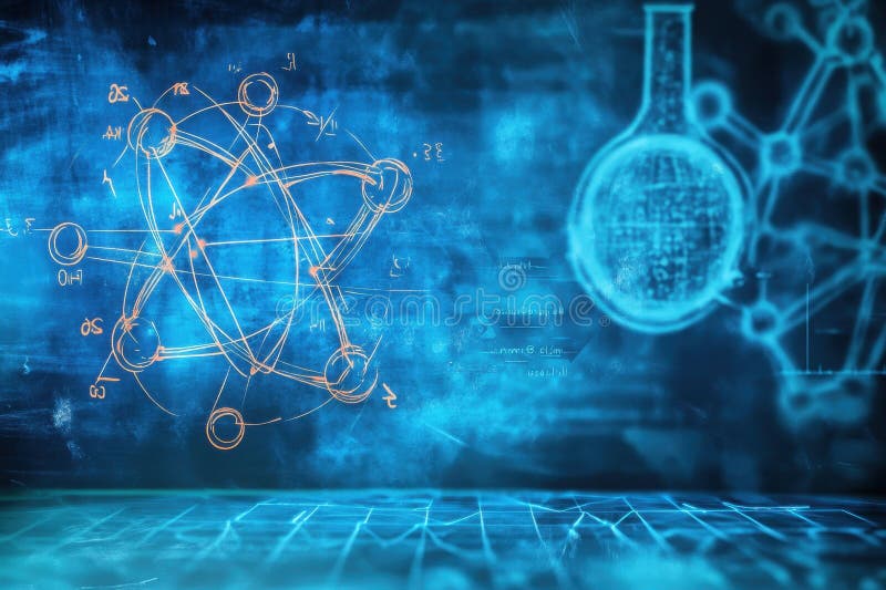 Abstract Scientific Background Featuring a Laboratory Flask and Complex ...