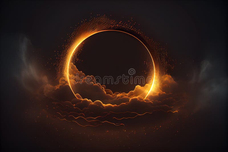 Full Sun Eclipse, Red Galaxy in Space. Stock Illustration ...
