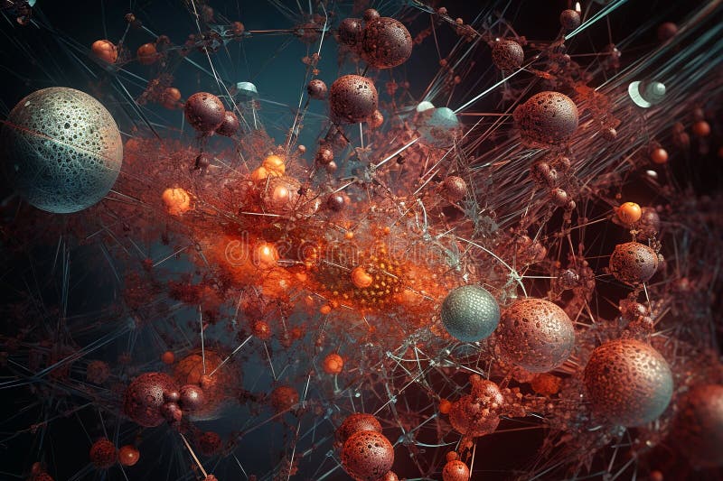Abstract Scientific Concept with Connected Cells and Particles. Science ...