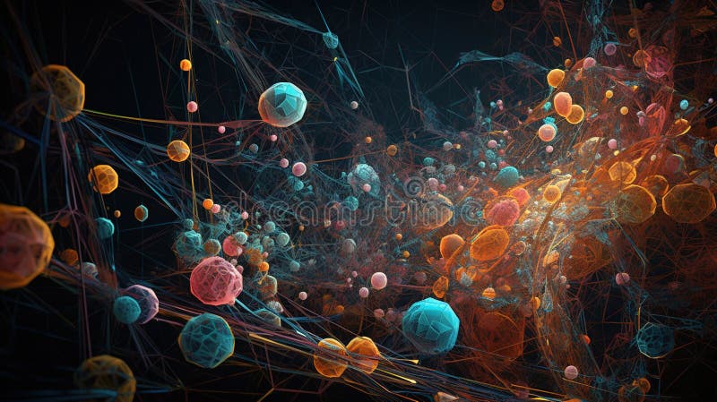 Abstract Scientific Concept with Connected Cells and Particles. Science ...