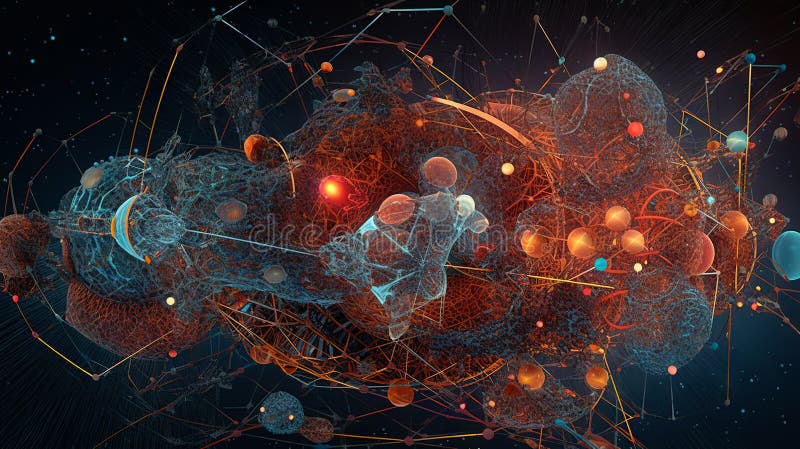 Abstract Scientific Concept with Connected Cells and Particles. Science ...