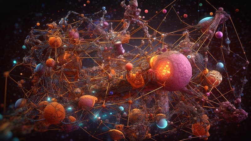 Abstract Scientific Concept with Connected Cells and Particles. Science ...