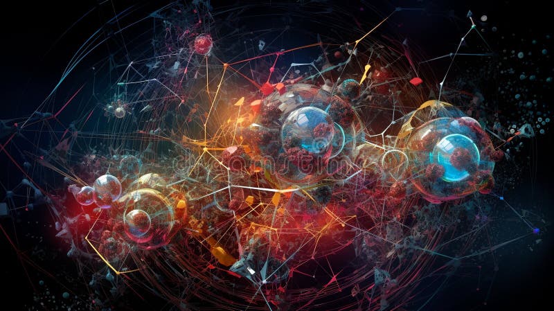 Abstract Scientific Concept with Connected Cells and Particles. Science ...