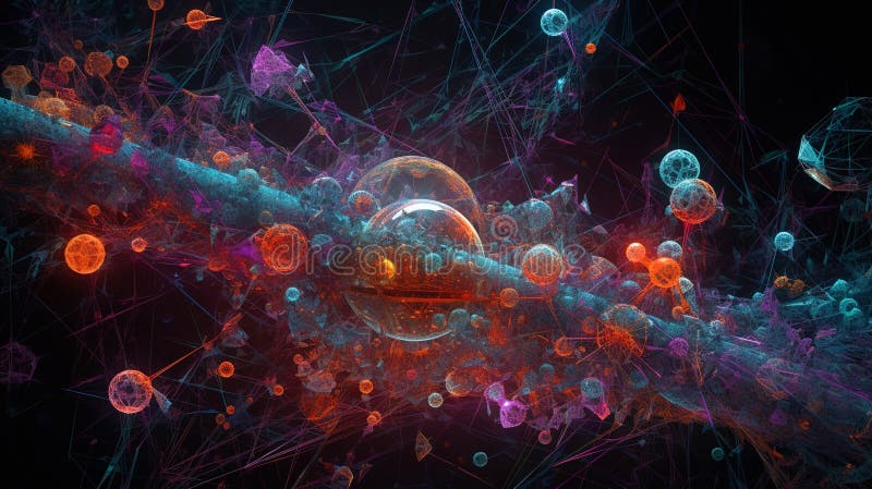 Abstract Scientific Concept with Connected Cells and Particles. Science ...