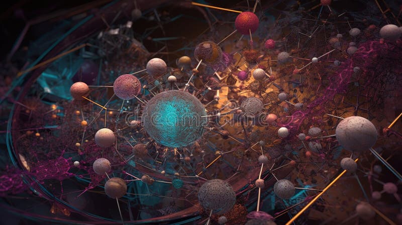 Abstract Scientific Concept with Connected Cells and Particles. Science ...