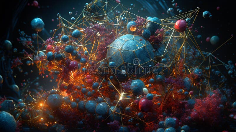 Abstract Scientific Concept with Connected Cells and Particles. Science ...
