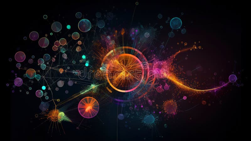 Abstract Scientific Concept with Connected Cells and Particles. Science ...