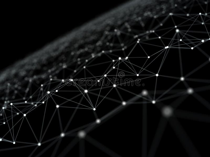 Abstract Neural Network On Black Background 3d Illustration Stock ...