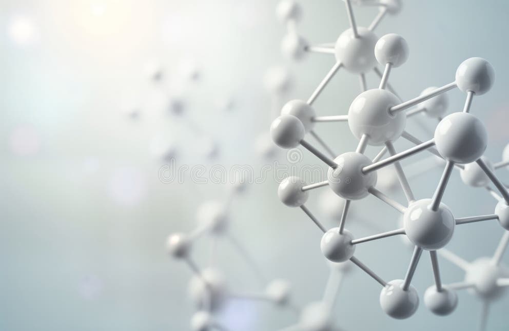 Abstract Scientific Image Shows Intricate White Molecular Structure. Complex Connections Suggest ...