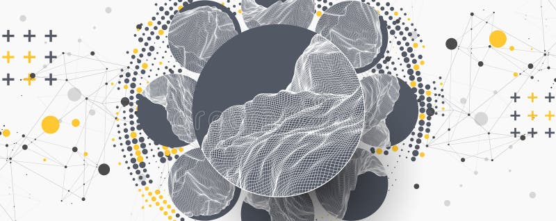 Abstract Scientific Technological Background. Circles with Mountain ...
