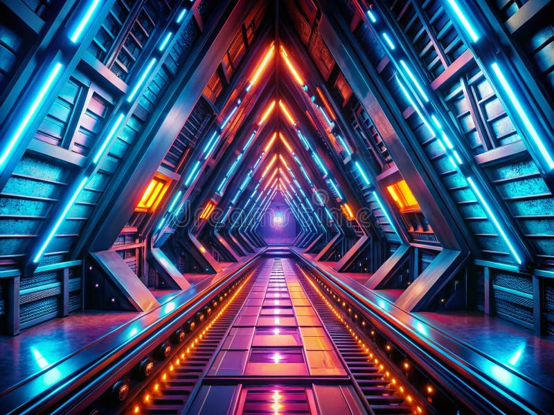 Abstract SciFi Tunnel a TiltShift Perspective on a Triangular Spaceship ...