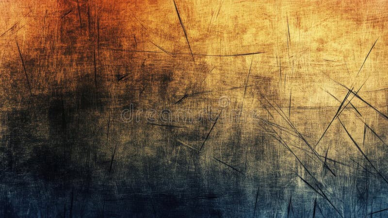 Abstract Scratched Surface with a Gradient of Blue, Orange, and Yellow ...