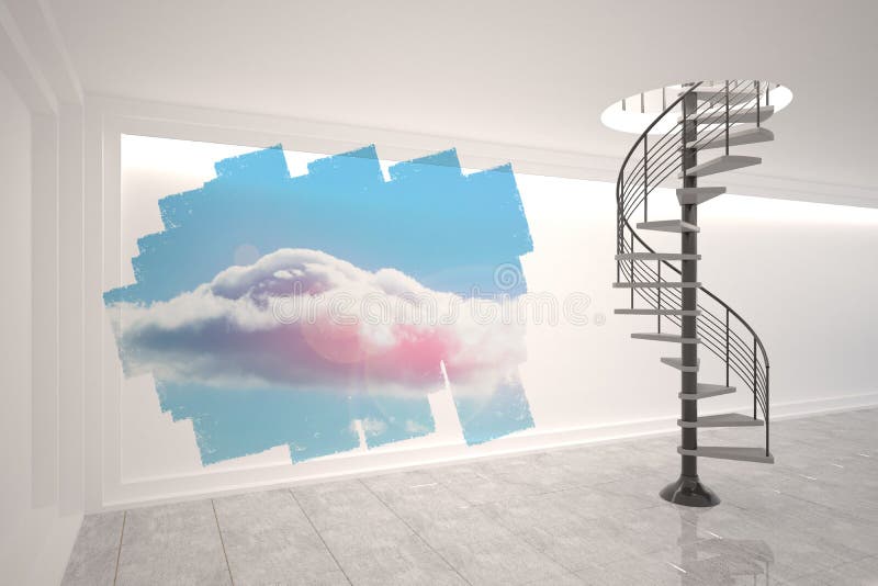 Abstract Screen in Room Showing Cloudy Sky Stock Illustration ...
