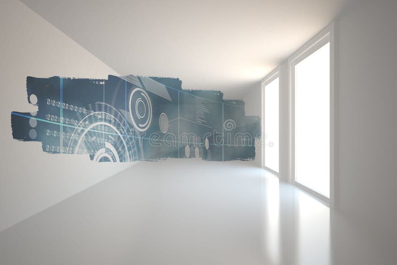 Abstract Screen in Room Showing Technology Interface Stock Illustration ...