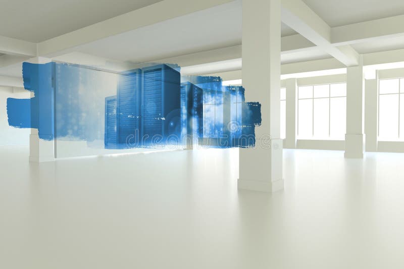 Abstract Screen in Room Showing Tower Servers Stock Illustration ...