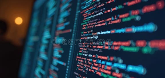 Abstract Screen Shows Programming Code with Multiple Colors. Software ...