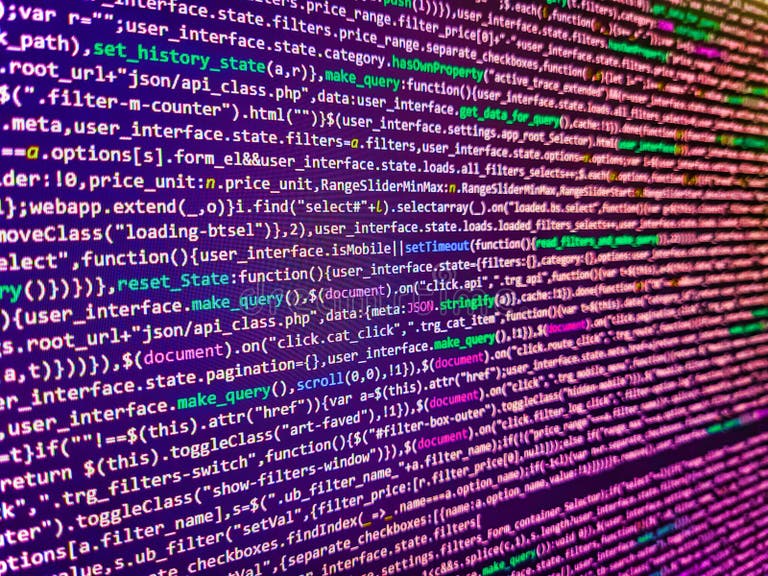 Abstract Screen of Web Developer. Digital Abstract Bits Data Stream, Cyber Pattern Digital ...