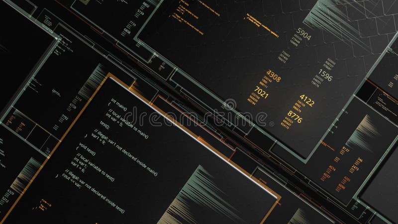 Abstract Screens with Digits, Graphs, Abstract Scientific Graphic ...