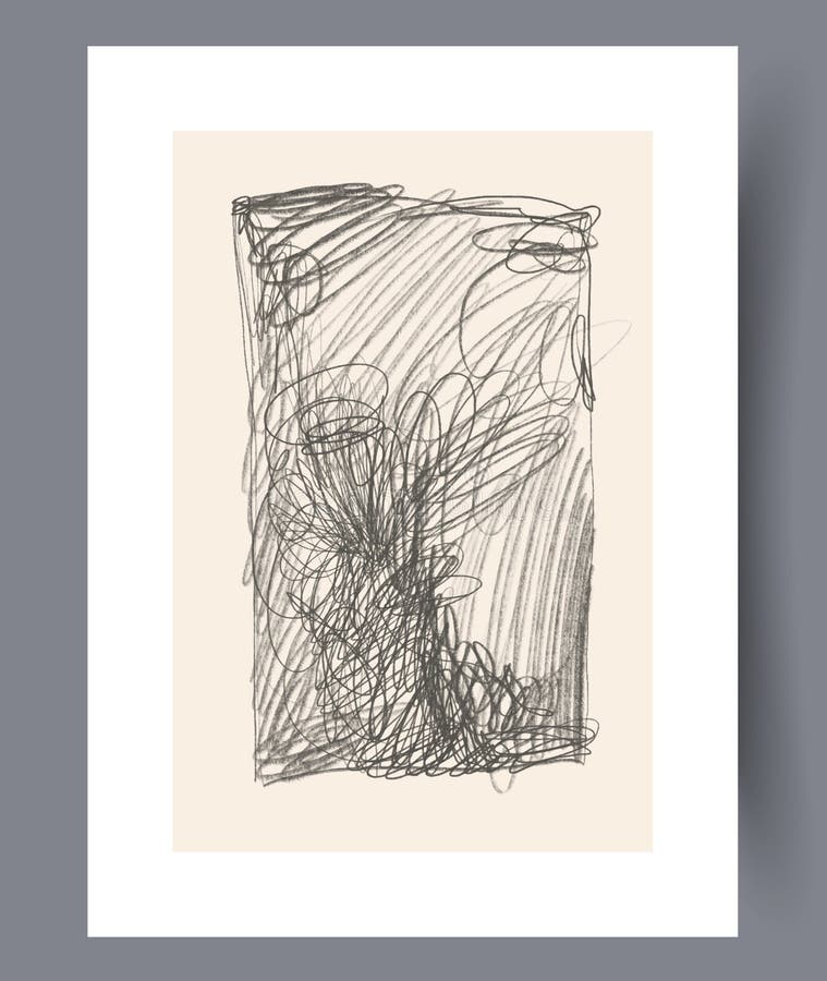 Abstract Scribble Graphite Lines Wall Art Print Stock Vector ...