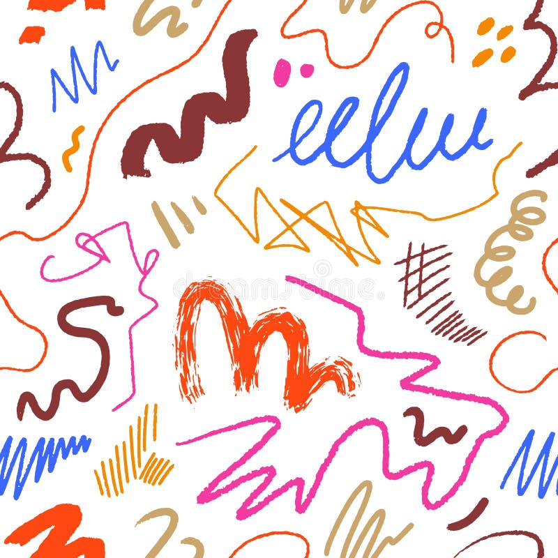 Abstract Scribble Pattern. Seamless Design with Colored Doodles ...
