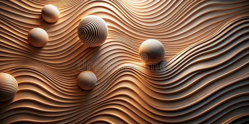 Abstract Sculpted Wall Art Featuring Wavy Patterns and Spherical ...