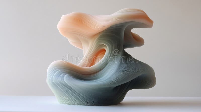 Abstract Sculptural Form in Layered Hues Stock Illustration ...
