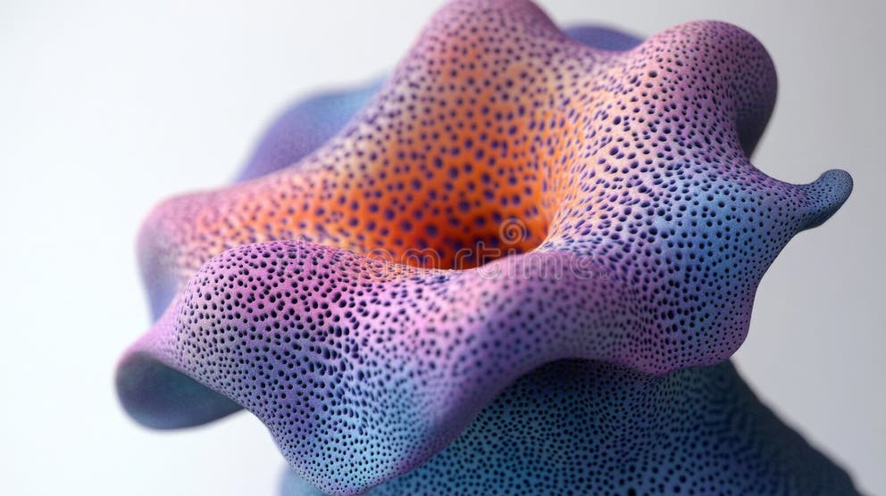 Abstract Sculptural Form with Perforated Surface and Gradient Color ...