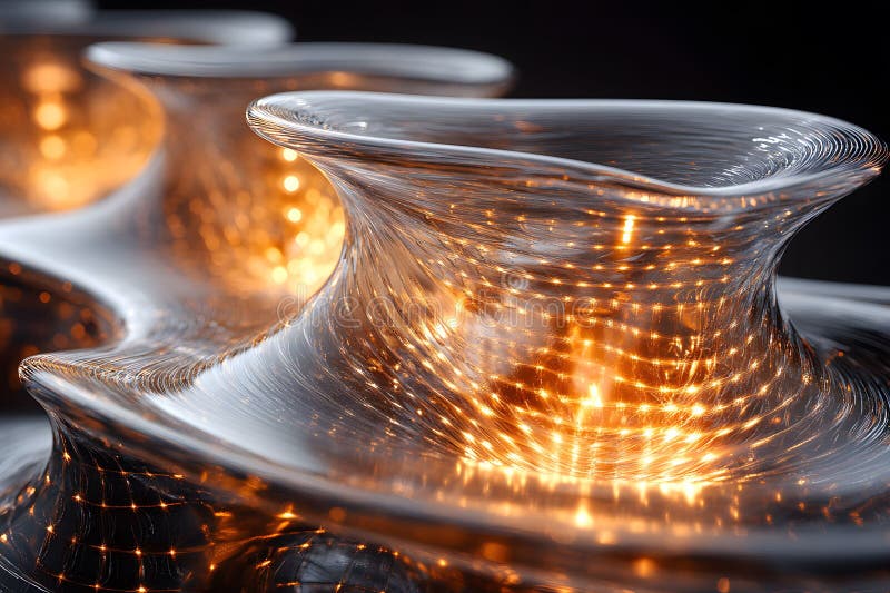 Abstract Modern Glass Sculpture with Illuminated Organic Design for ...