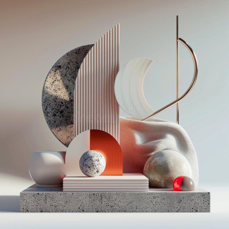 Abstract Sculptural Still Life with Geometric Forms Stock Illustration ...