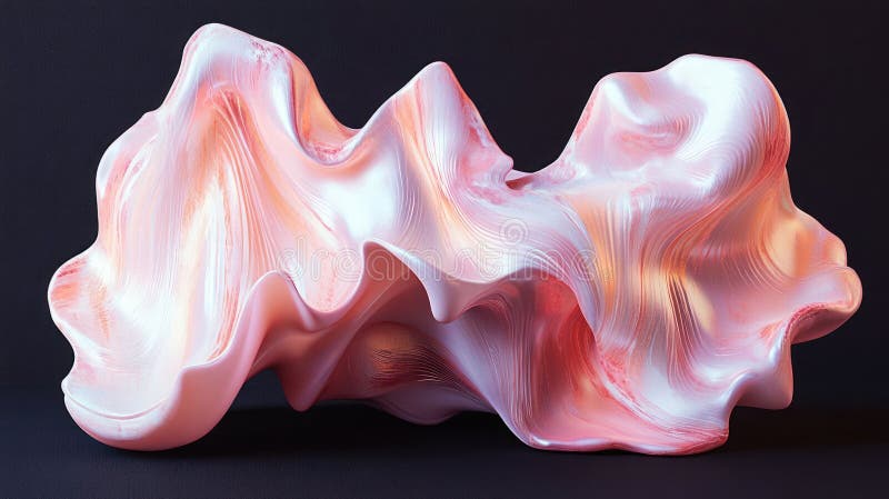 An Abstract Sculpture with Flowing Forms in Soft Pink and White Hues ...