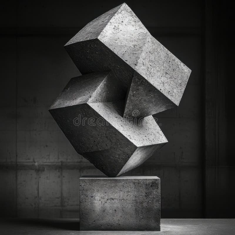 Abstract Sculpture Geometric Forms Monochrome Setting Stock Photos ...