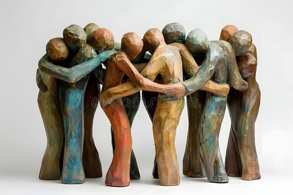 Abstract Sculpture of Human Figures in Unity Stock Illustration ...