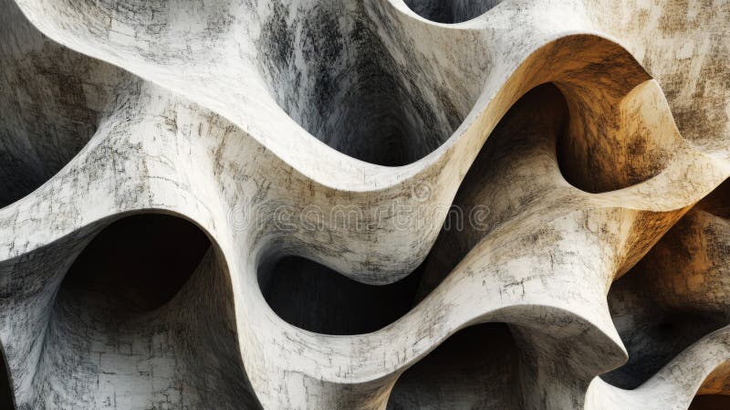 Abstract Sculpture of Intertwining Curved Surfaces Stock Illustration ...