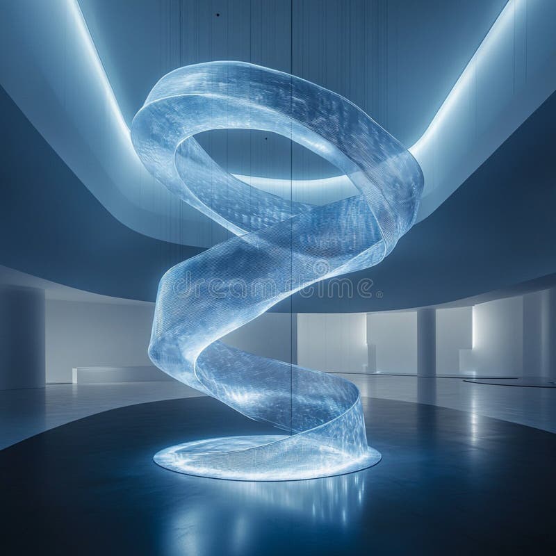 Abstract Sculpture of Light in Modern Space with Curves and Flowing ...