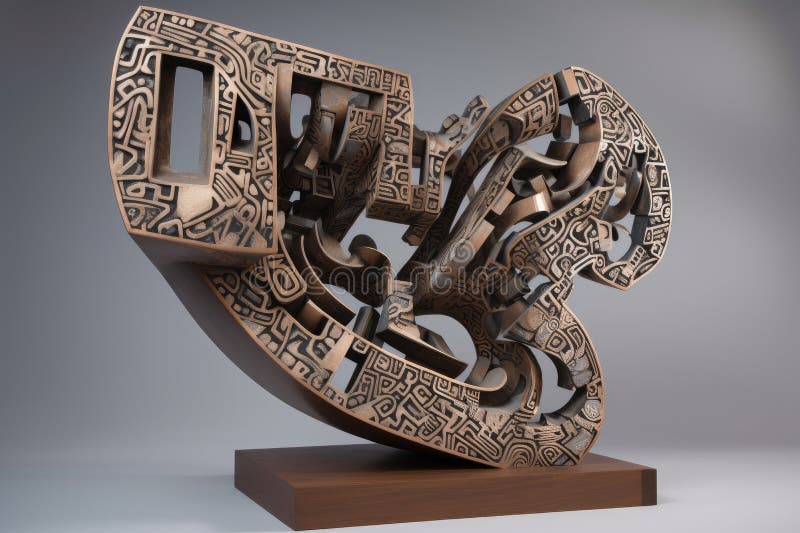 Abstract Sculpture Made of Interlocking Shapes and Patterns, with ...