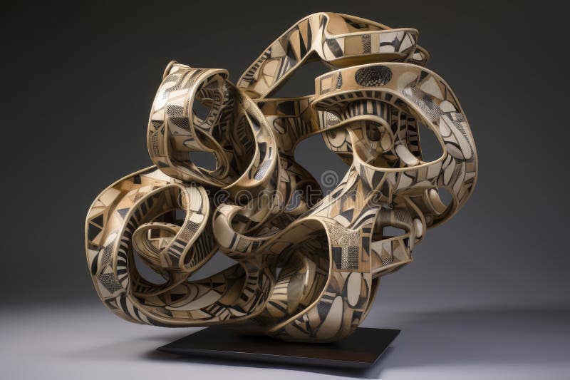 Abstract Sculpture Made of Interlocking Shapes and Patterns, with ...