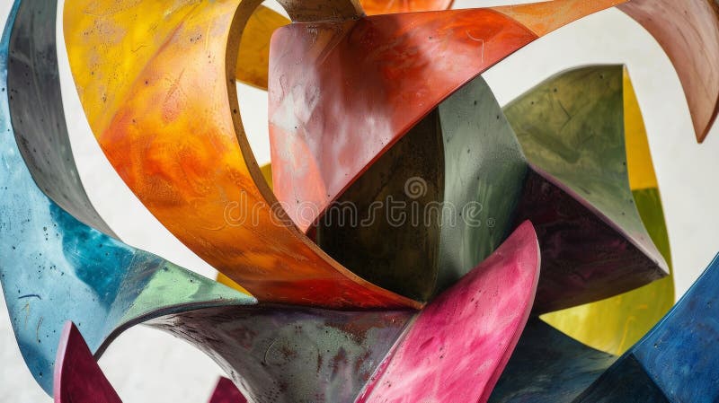 An Abstract Sculpture Made of Interlocking Shapes in Vibrant Colors ...