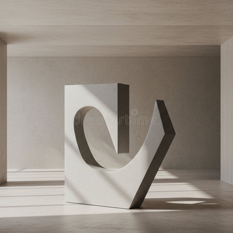 Abstract Sculpture in a Minimalist Setting, Featuring a Twisted ...