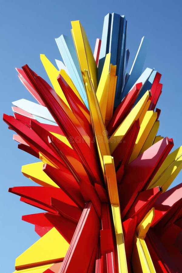 Abstract Sculpture Points Upward with Vibrant Color Scheme and Artful ...