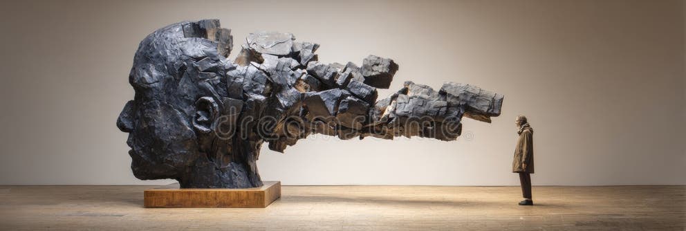 Abstract Sculpture Representing Intelligence Unfolding, Highlighting a ...