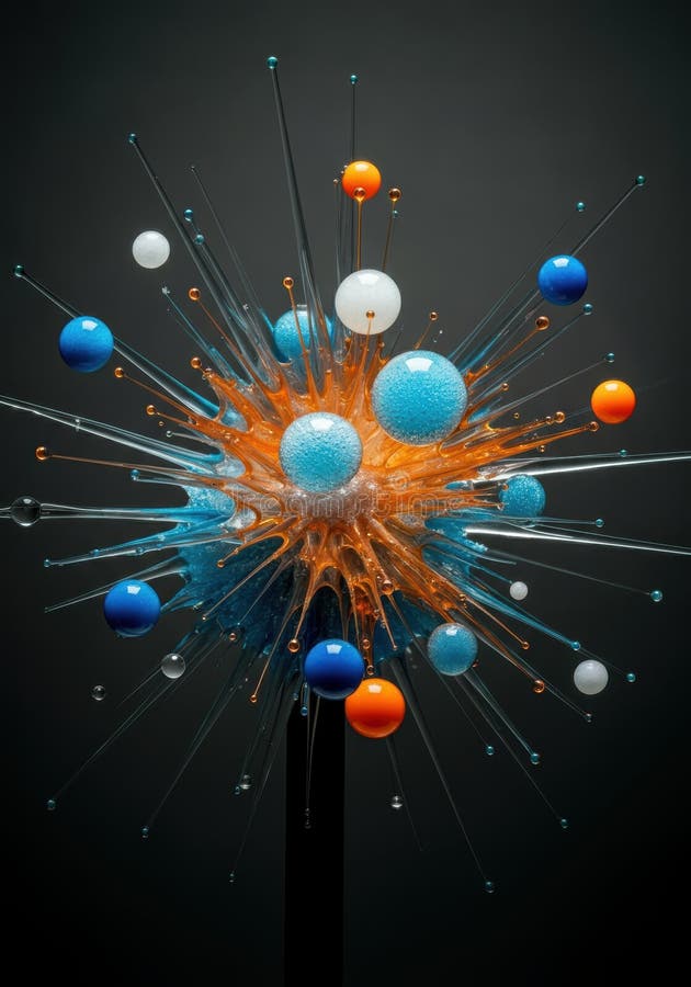 Abstract Sculpture Representing Molecular Structure with Vibrant Colors ...