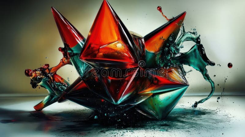 An Abstract Sculpture with Sharp, Colorful Spikes and Splashes of ...