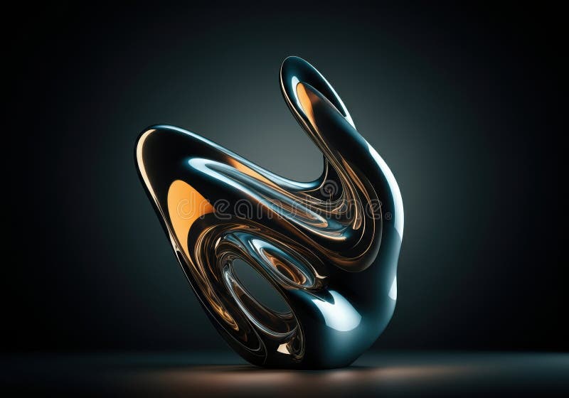 Abstract Sculpture with Smooth Curves and Reflective Surfaces Stock ...