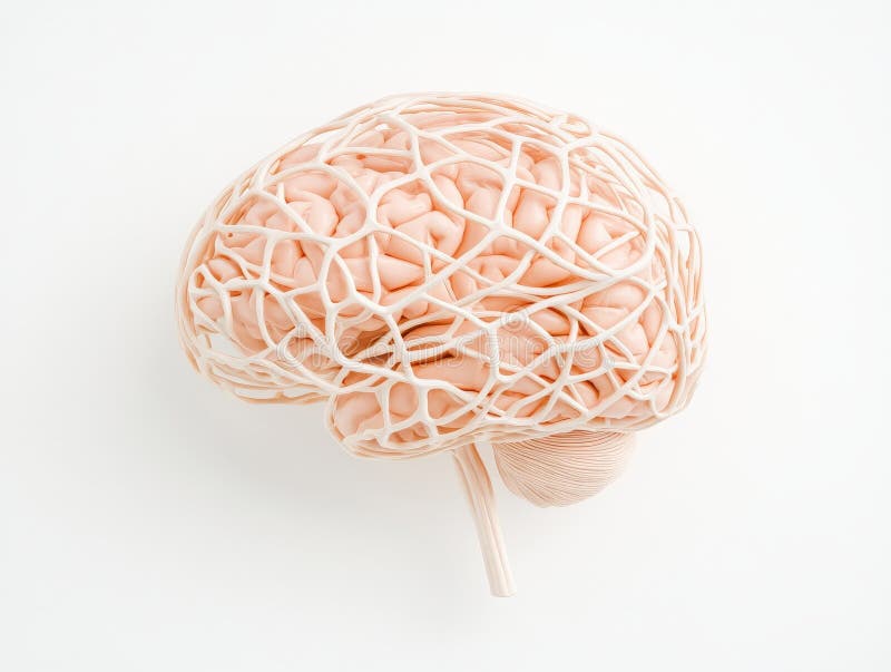 Abstract Sculpture of Tangled Brain Like Structure on White Background ...