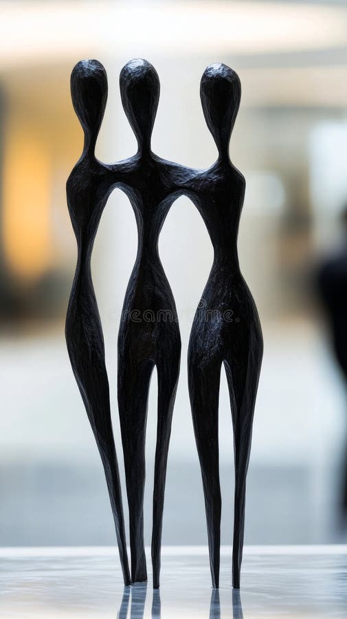 Abstract Sculpture of Three Figures with Blurred Background Stock Image ...