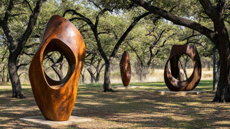 Abstract Sculptures in a Natural Park Setting Stock Illustration ...