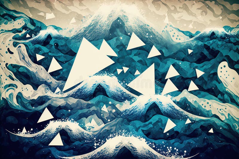 Abstract Sea Background Featuring Triangles and Water Waves Stock ...