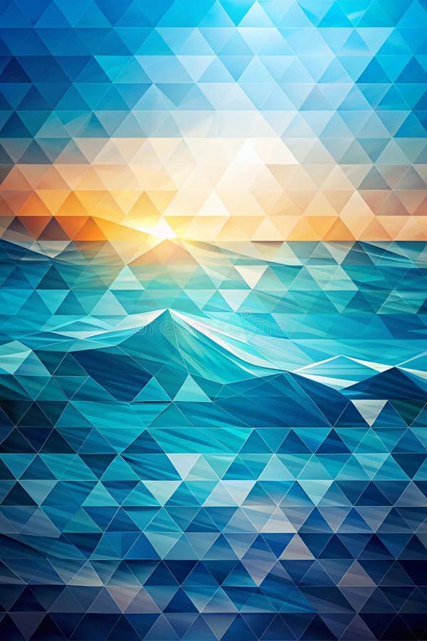 Abstract Sea Geometric Background with Triangles, Water Waves Stock ...