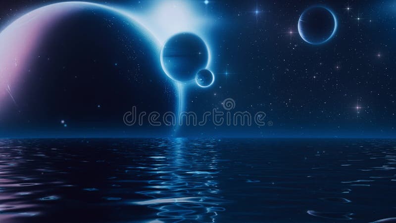 Abstract Sea Ocean Seascape in Outer Space - Loop Fantasy Background ...