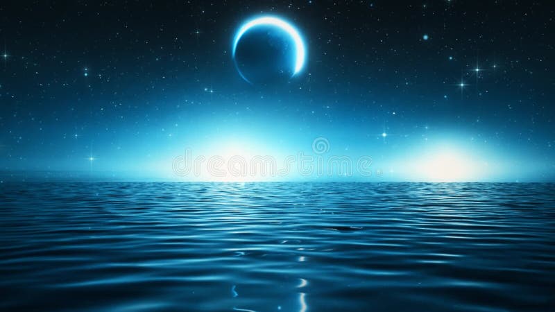 Abstract Sea Ocean Seascape in Outer Space - Loop Fantasy Background ...